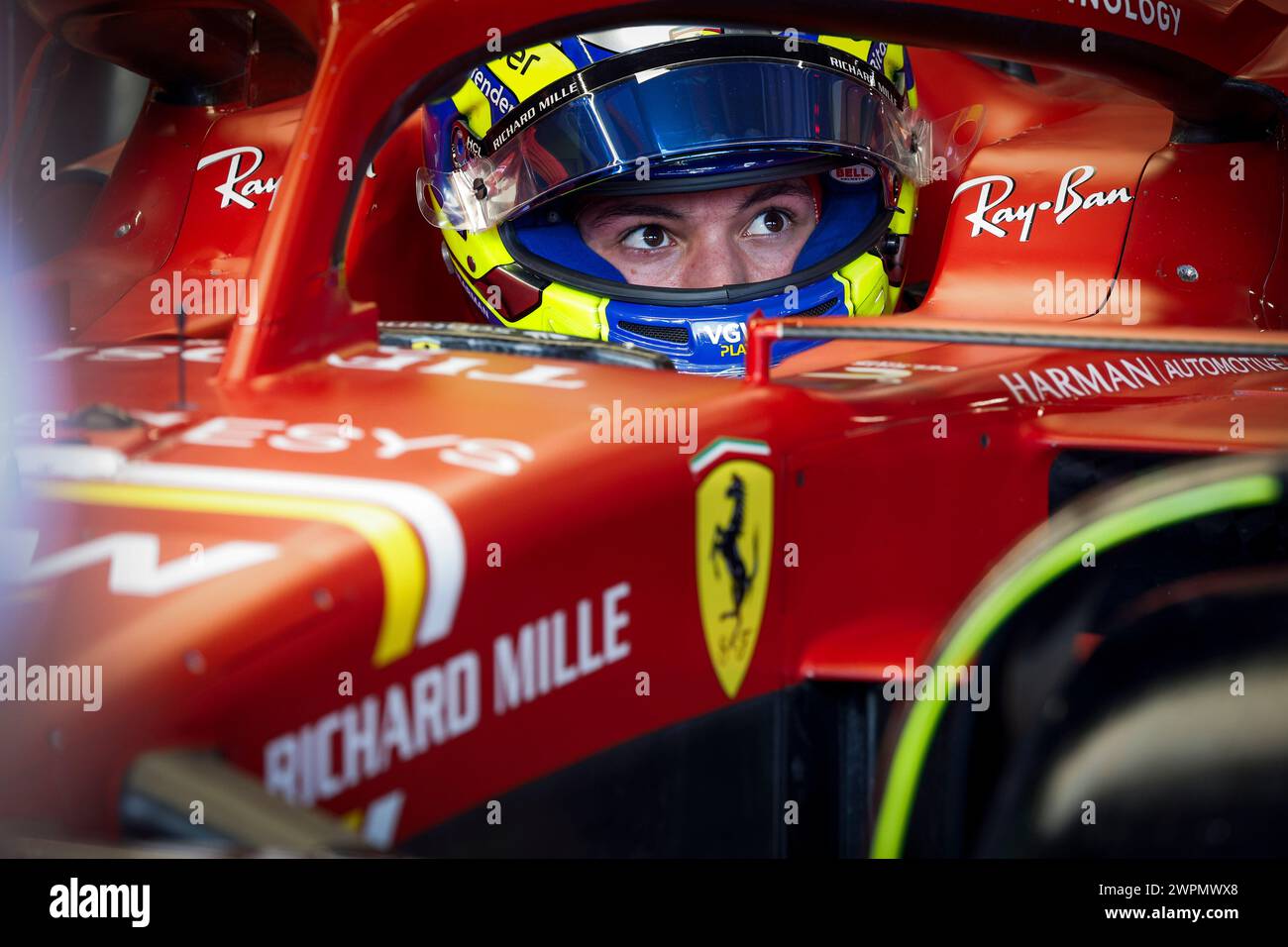 Jeddah, Arabie Saoudite. 08th Mar, 2024. BEARMAN Oliver (gbr), Scuderia Ferrari SF-24, portrait ...