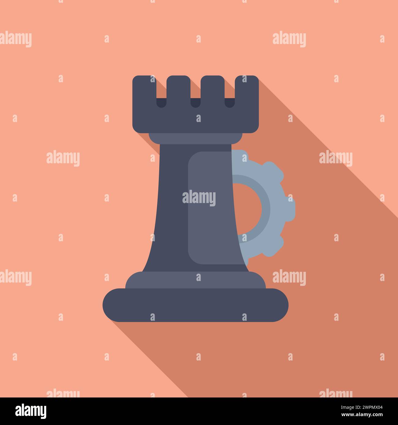 Chess tower gear work icon flat vector. Coping skills. Handle talking ...