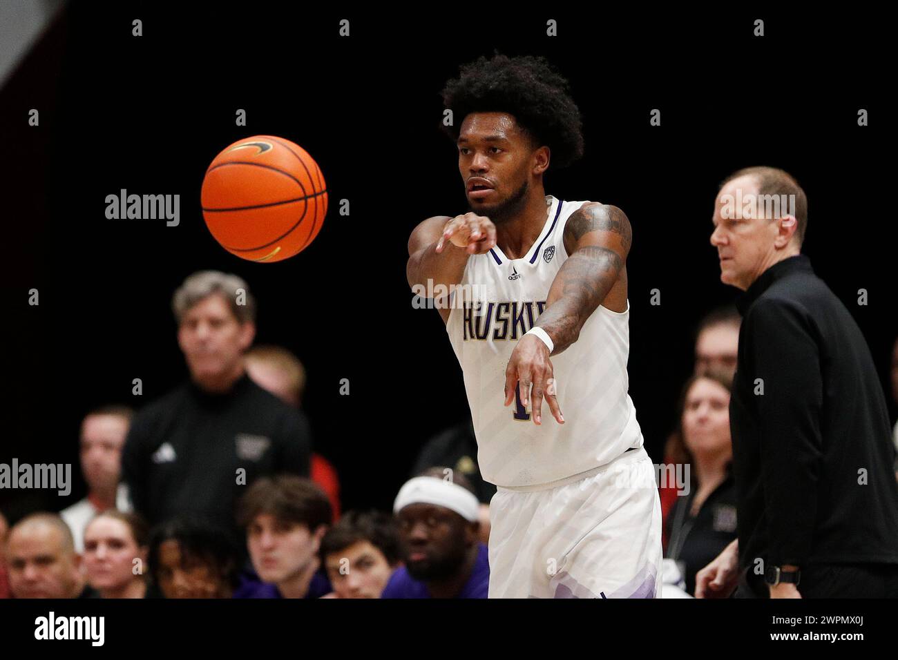 Washington forward Keion Brooks Jr. passes the ball during the second ...