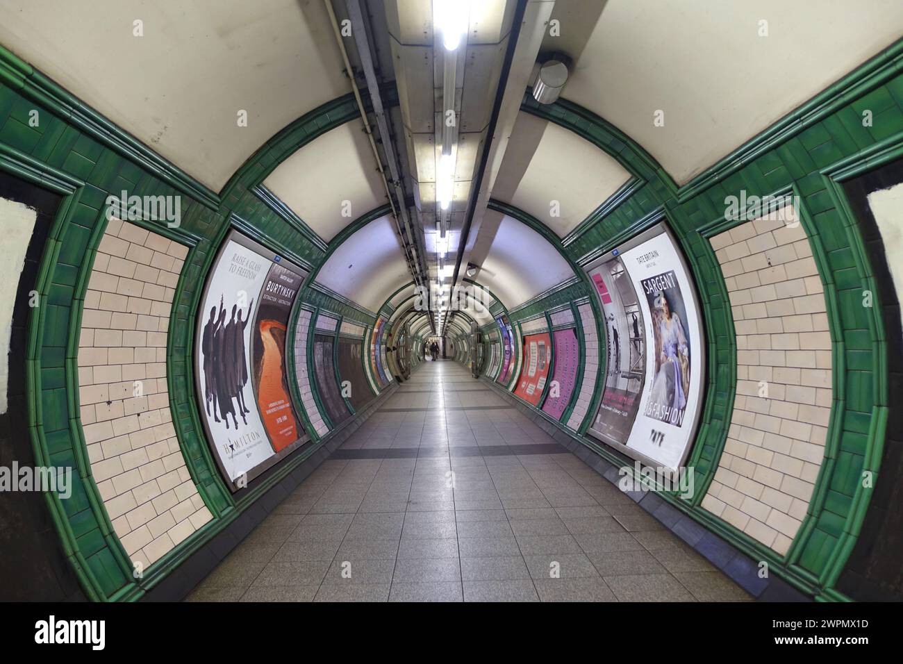 Victorian pedestrian walkway tunnel at Embankment Underground train ...