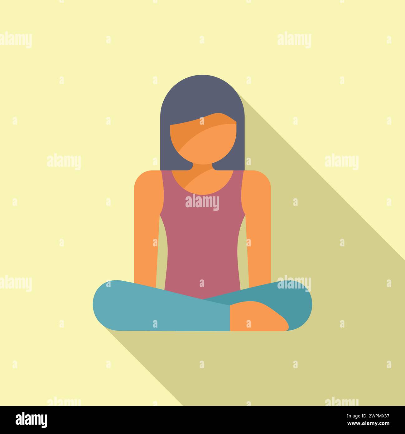 Person meditation pose icon flat vector. Coping skills health mental ...