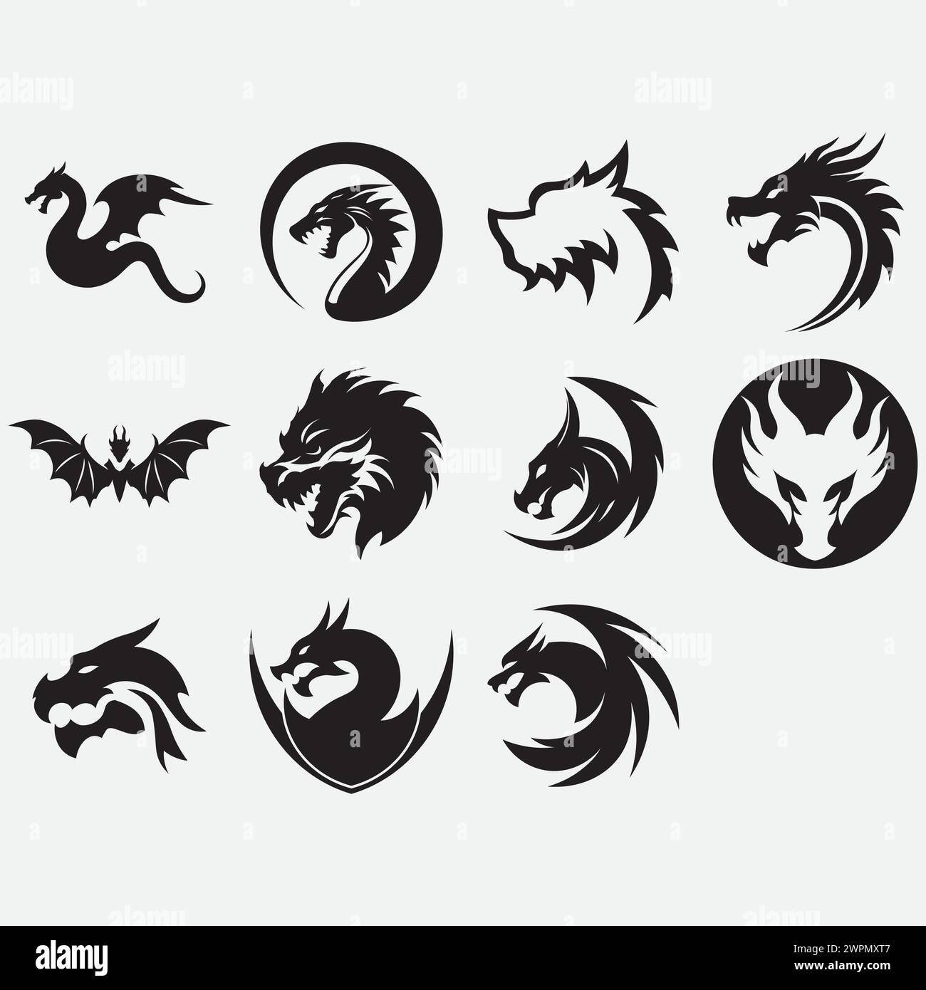 collection of dragon vector logos Stock Vector Image & Art - Alamy