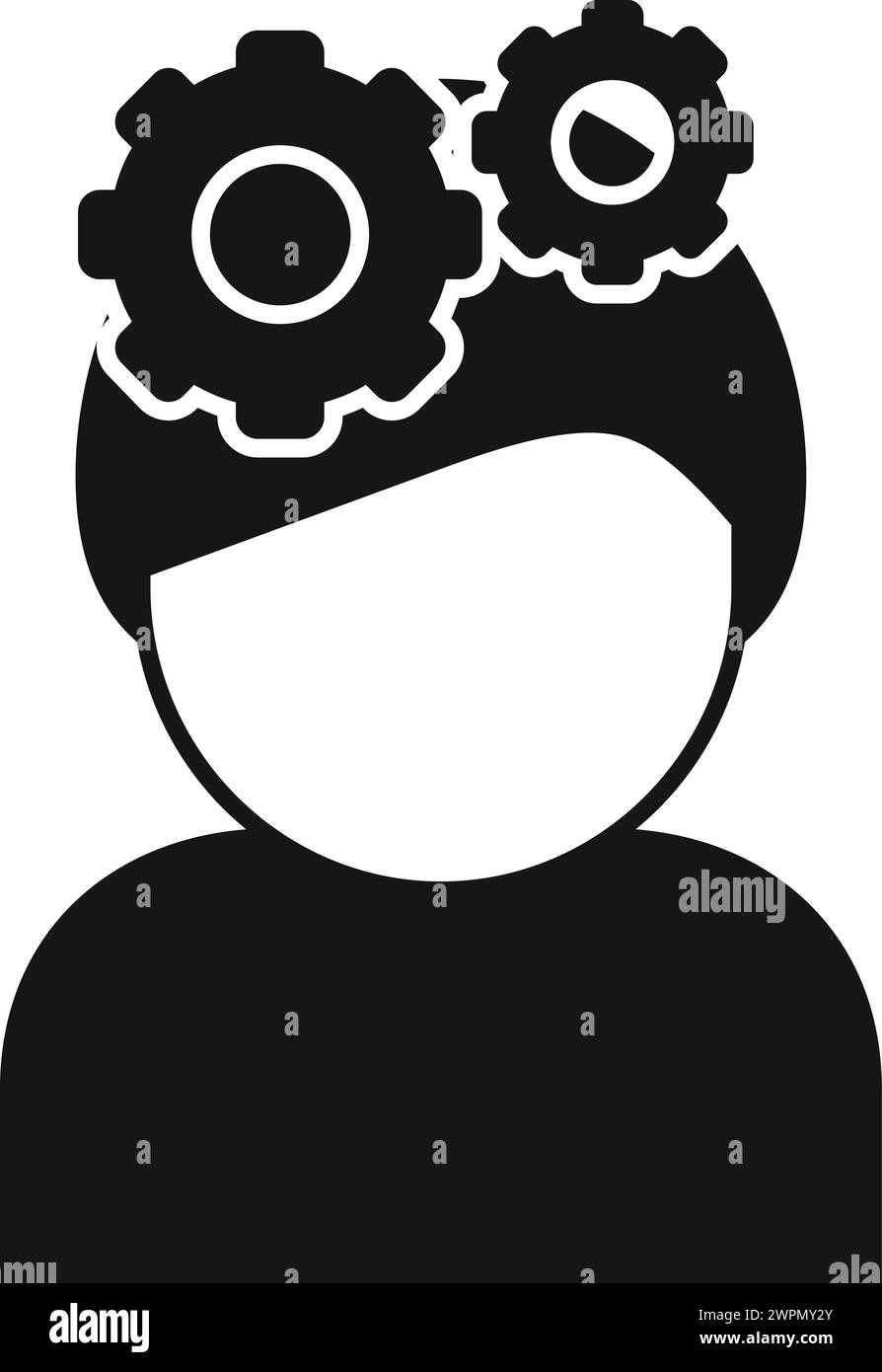 Gear man busy icon simple vector. Health anxiety. Breath mental ...