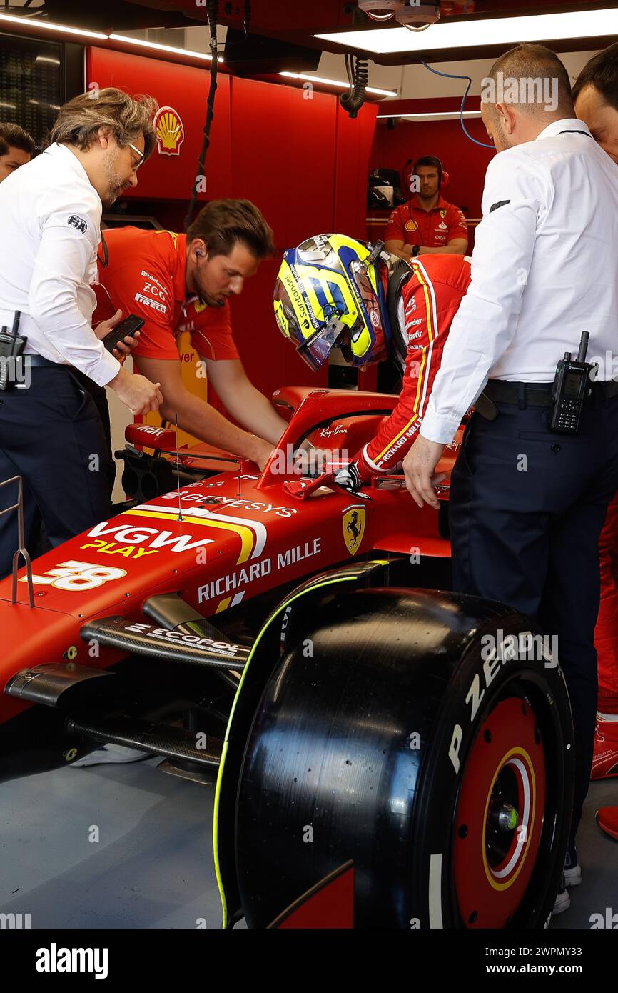 Jeddah, Arabie Saoudite. 08th Mar, 2024. BEARMAN Oliver, Scuderia Ferrari SF-24, portrait during ...