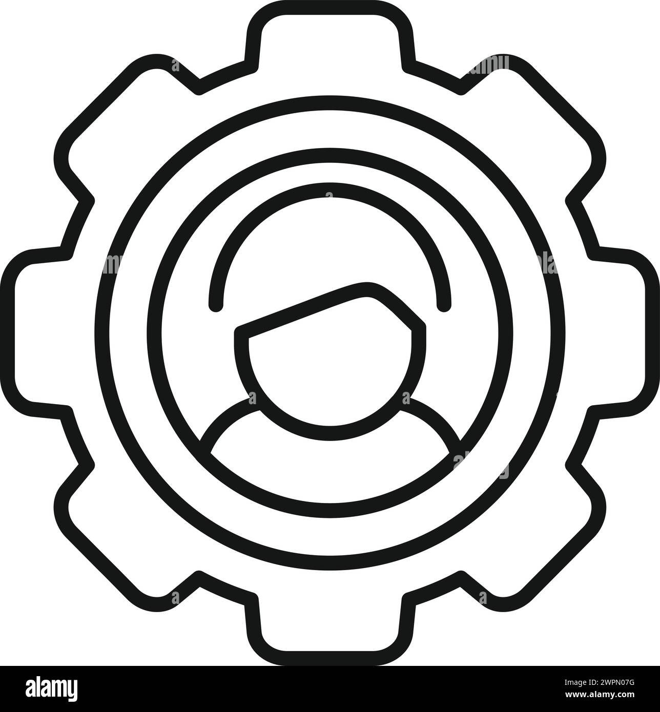 Gear work person icon outline vector. Coping skills business. Support ...