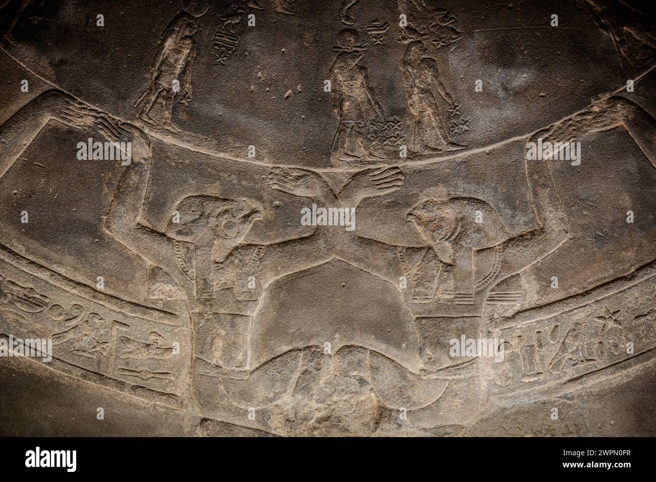 The Zodiac of Dendera, decorated ceiling detail in Louvre museum ...