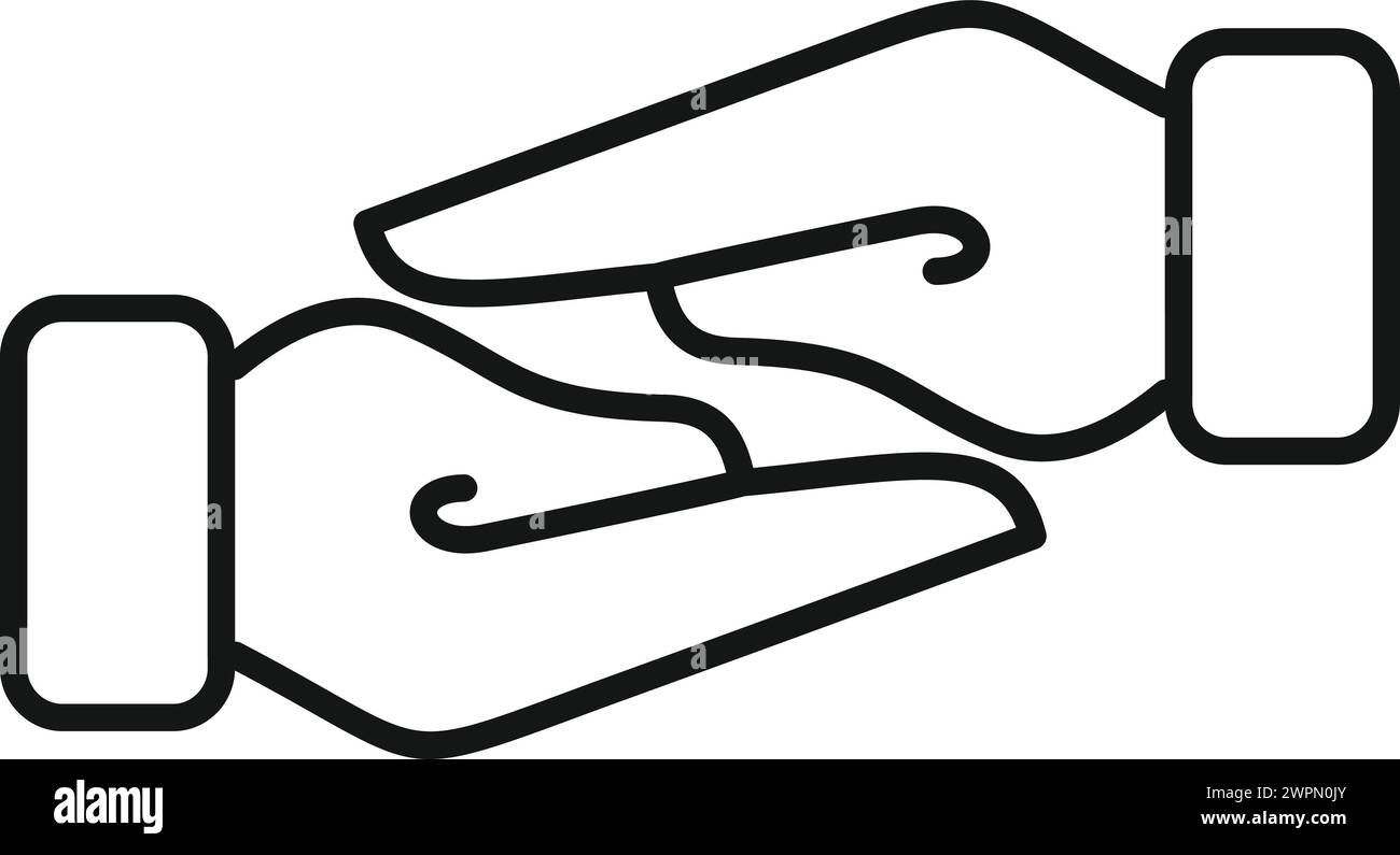 Care support hands icon outline vector. Respiration help advice. Reduce ...