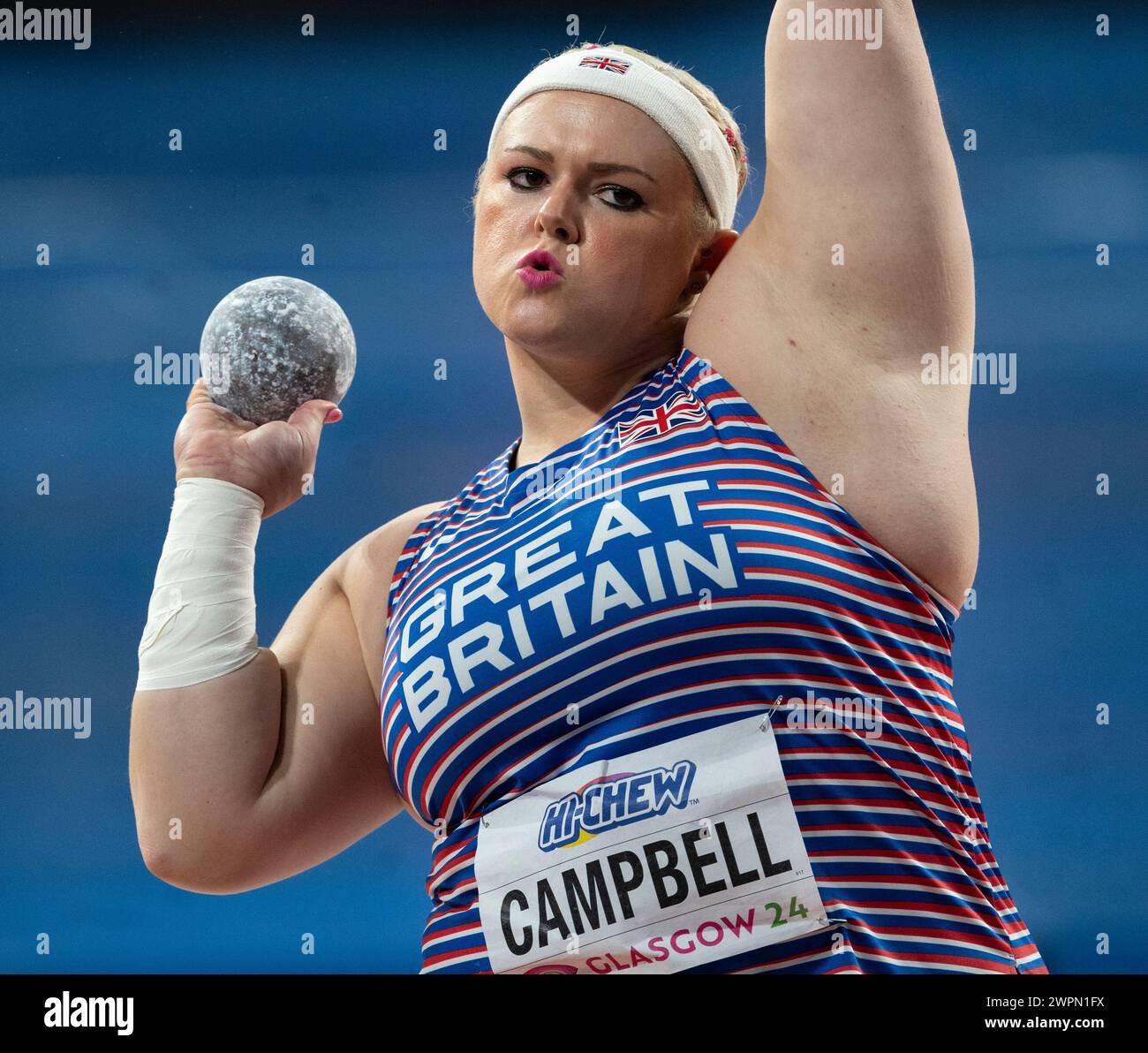 Amelia Campbell of Great Britain competing in the women’s shot put at ...