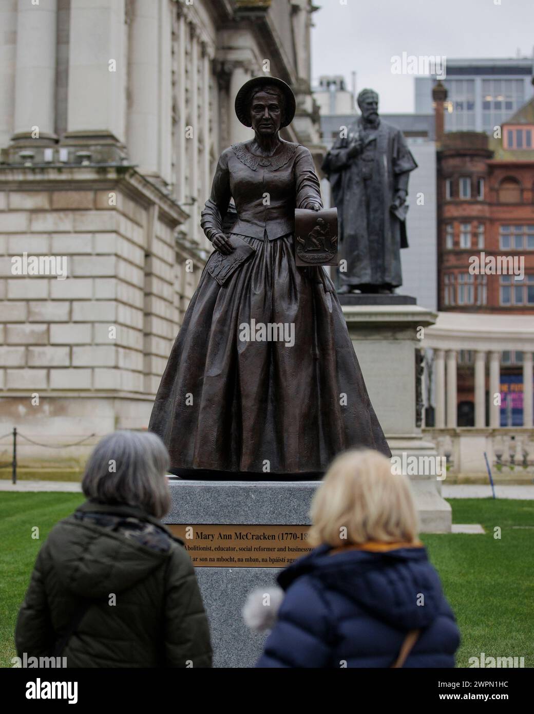People looking at the newly unveiled statue of Mary Ann McCracken on ...
