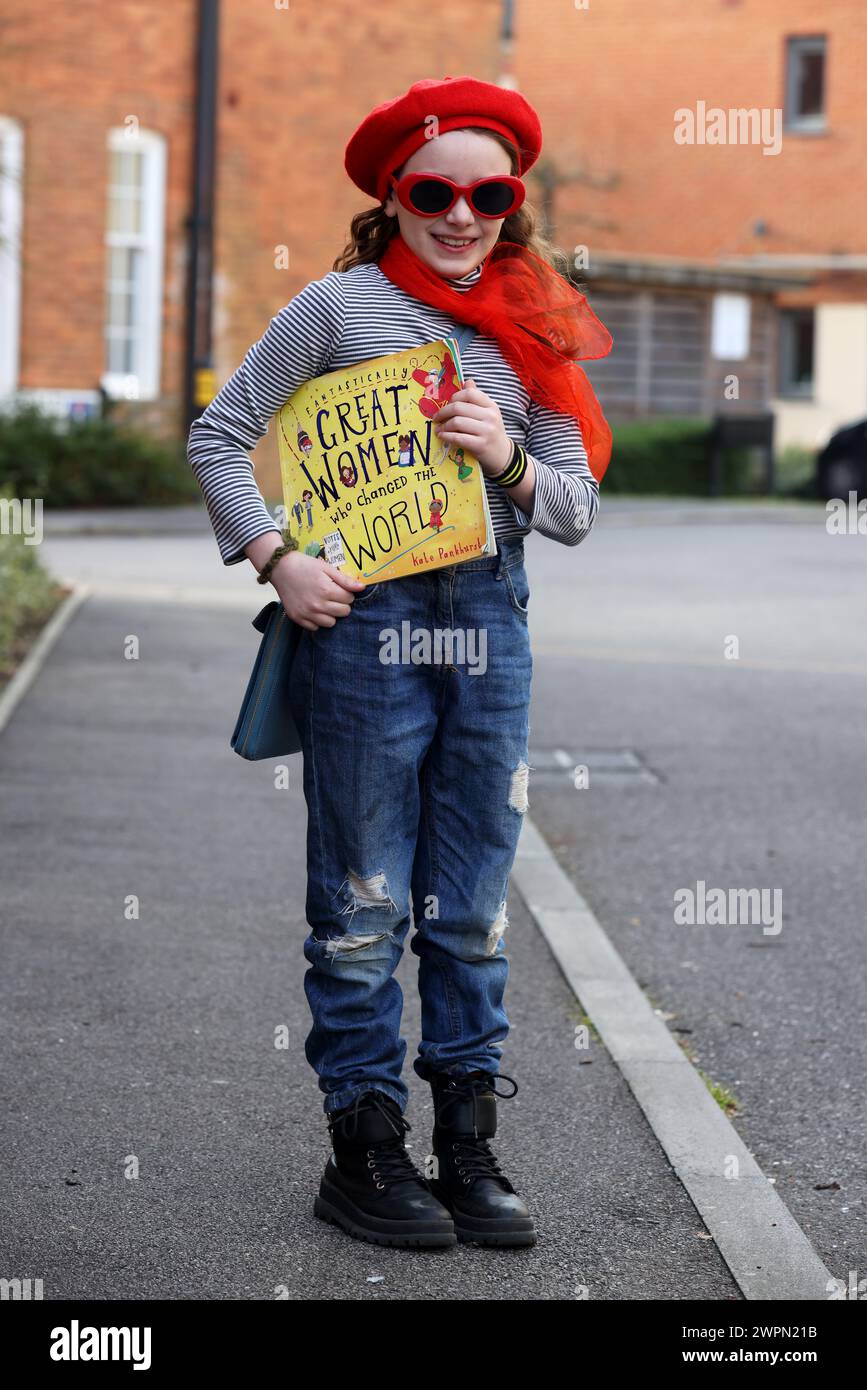 A young girl dressed up as Agent Fifi for World Book Day in West Sussex ...