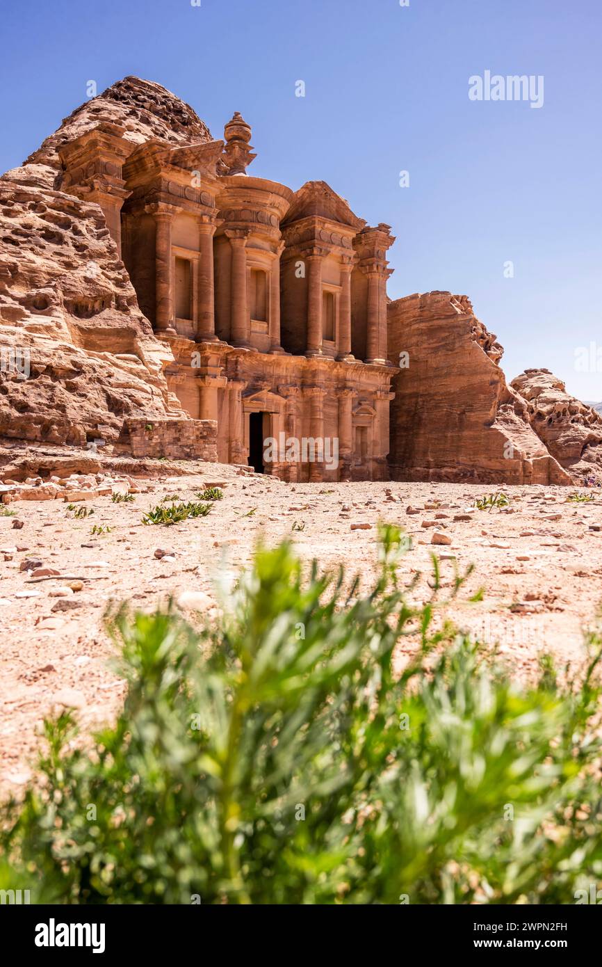 Ad Deir rock monastery in Petra, Jordan, Middle East, Asia Stock Photo ...