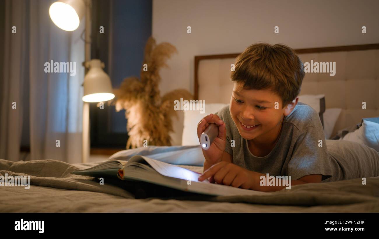 Surprised amazed smiling funny Caucasian child kid boy schoolboy ...