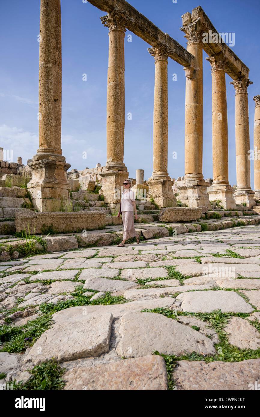 The ancient Roman city of Gerasa, Jerash in Jordan, Asia Stock Photo ...
