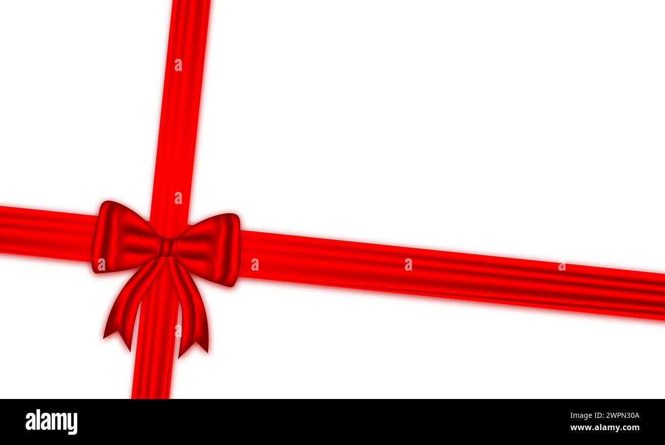 Red bow and silk luxury elements with horizontal and Vertical cross ...