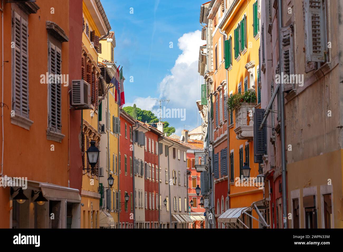 beautiful colorful houses in Rovinj old town sunny summertime Stock ...