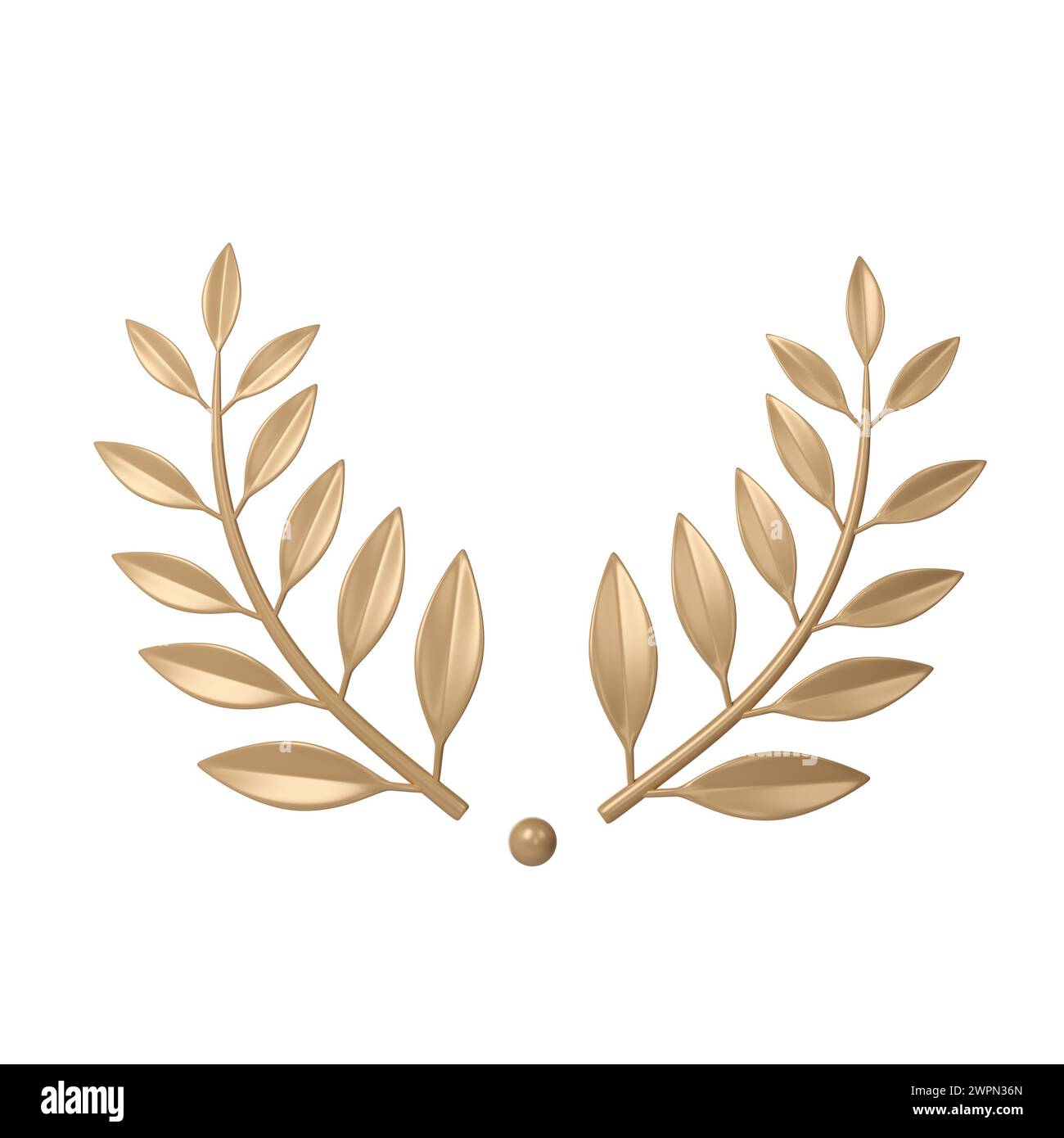 3d rendering golden laurel wreath. Trophy, award, champion victory ...