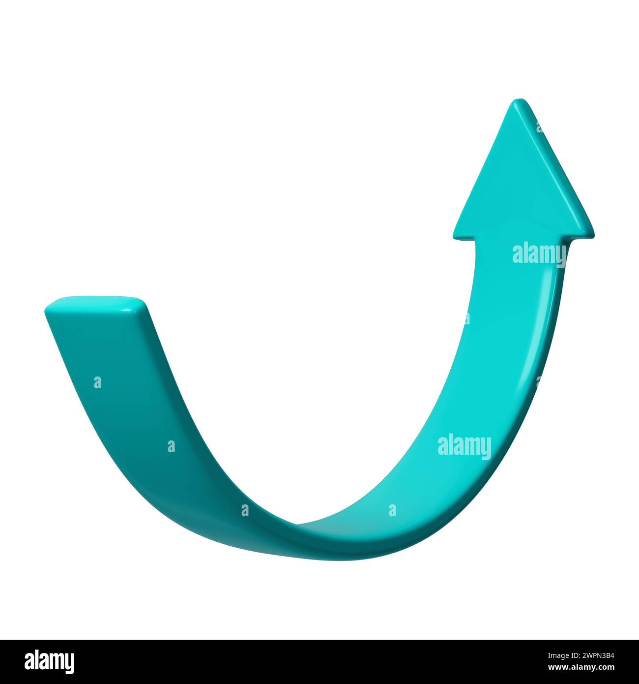 Turquoise 3d half circle arrows up direction. sign or icon for web ...