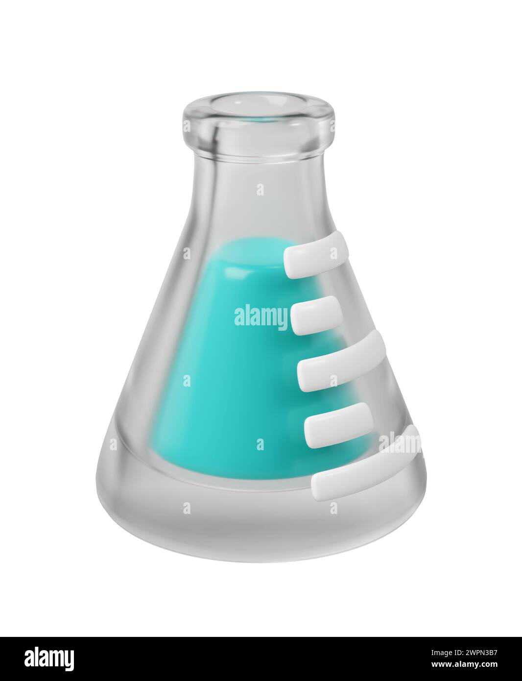 3d medical transparent glass flask with liquid. Scientific technology ...