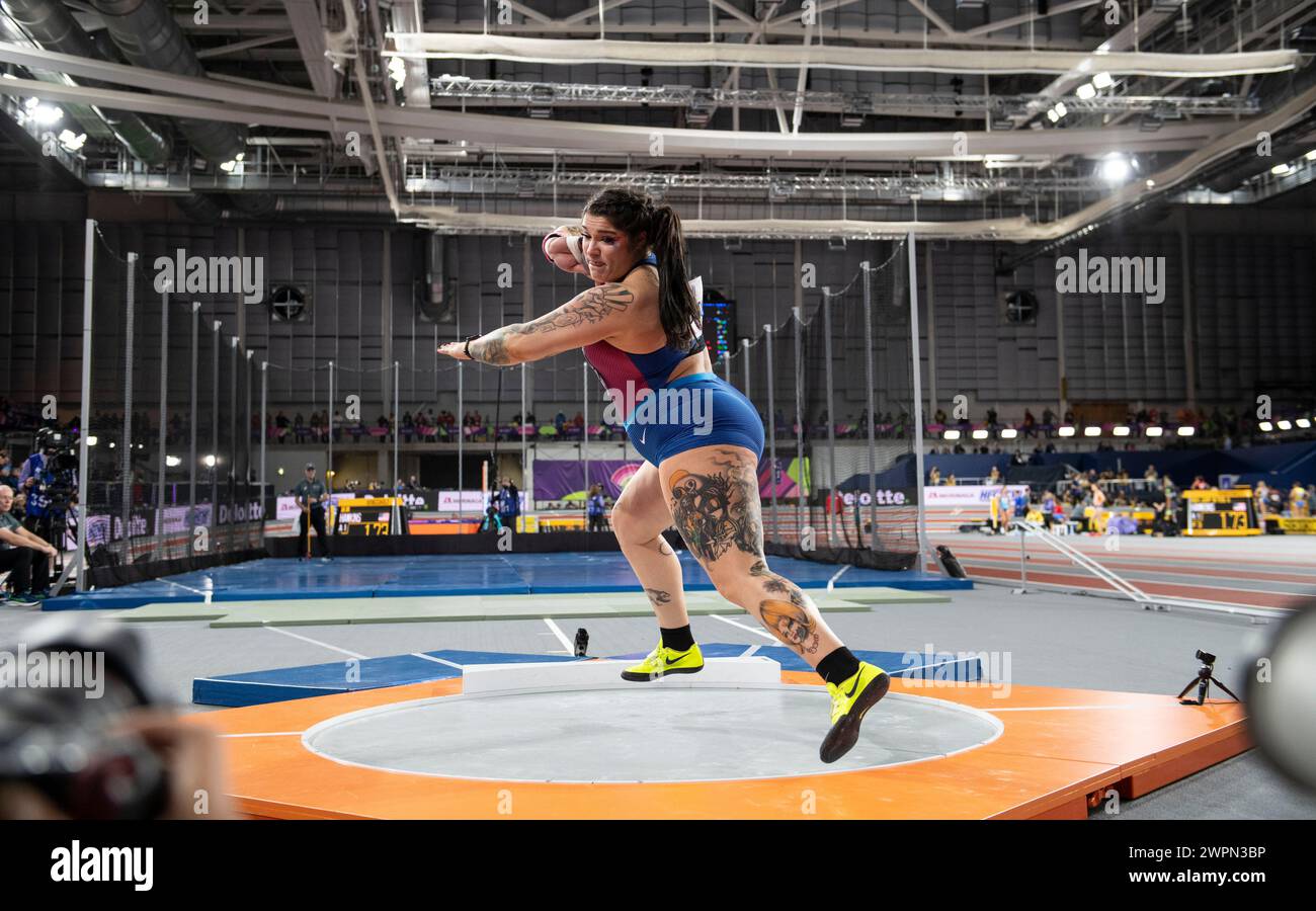Chase Jackson of the USA competing in the women’s shot put at the World ...