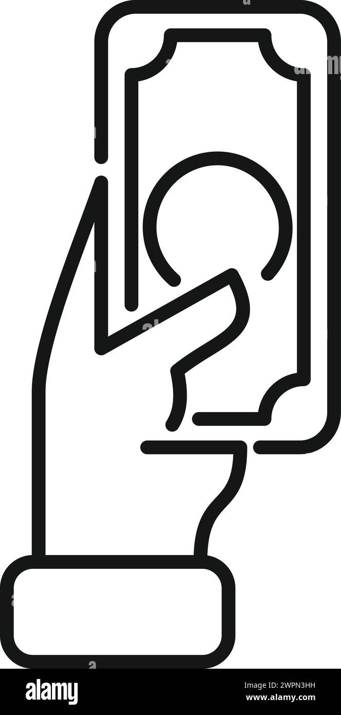 Hands give cash support icon outline vector. Finance profit. Project ...