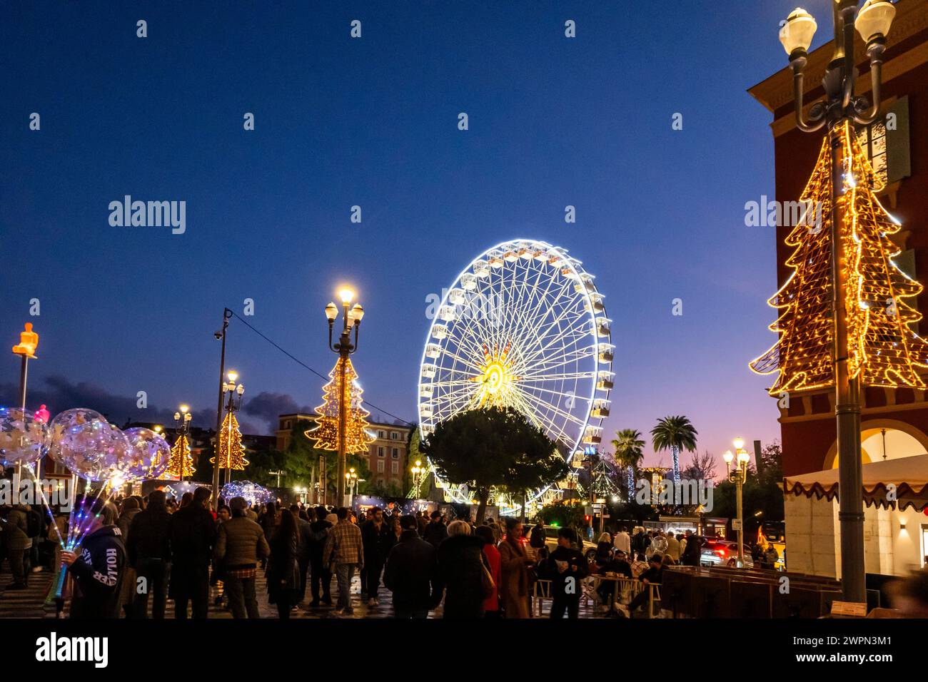 Christmas market and evening atmosphere in Nice, Nice in winter, South ...