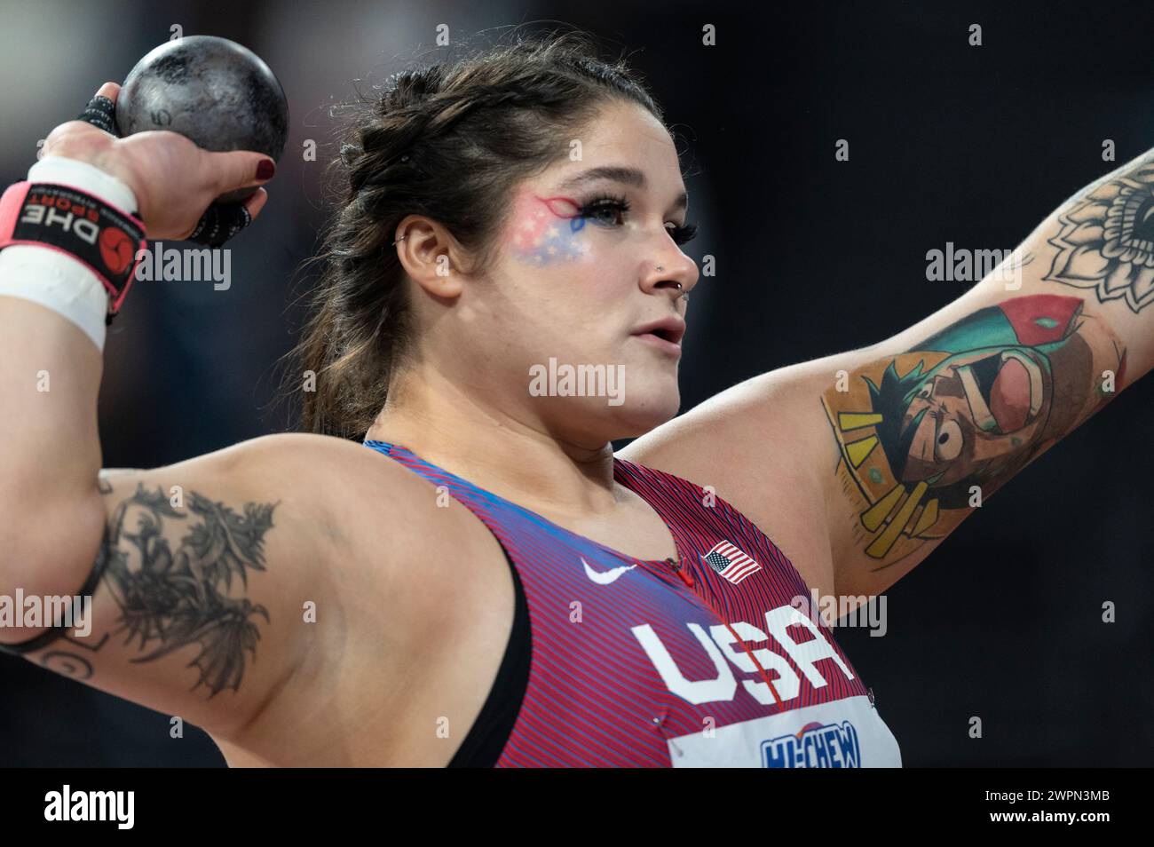 Chase Jackson of the USA competing in the women’s shot put at the World ...