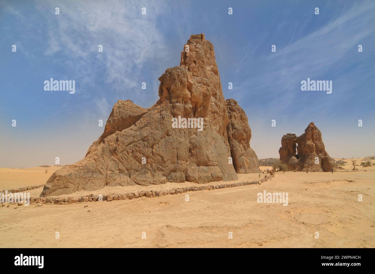 Rock carving depicting the so-called crying cow in the Algerian desert ...
