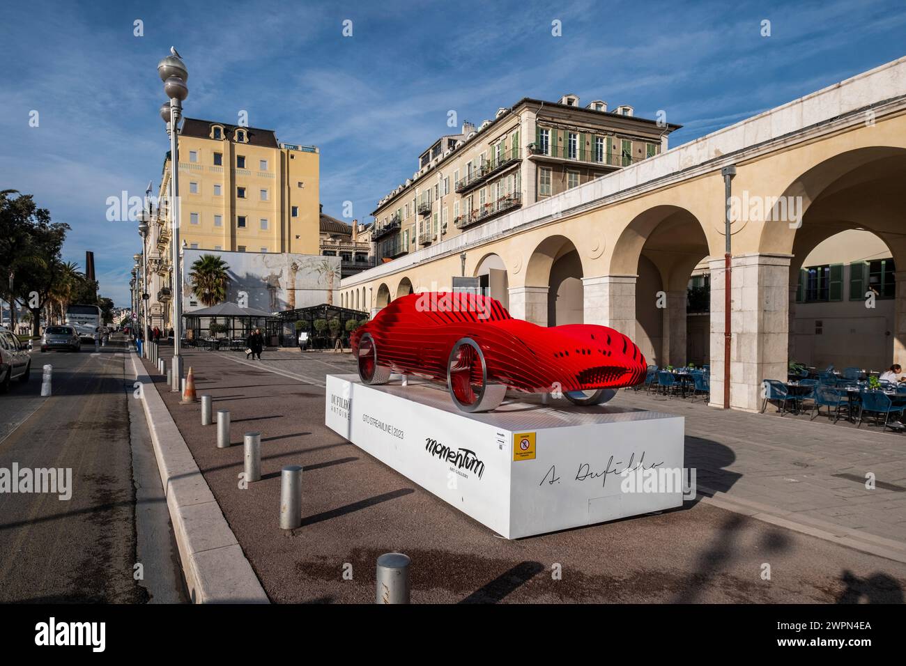On the beach promenade of Nice, Nice in winter, South of France, Cote d ...