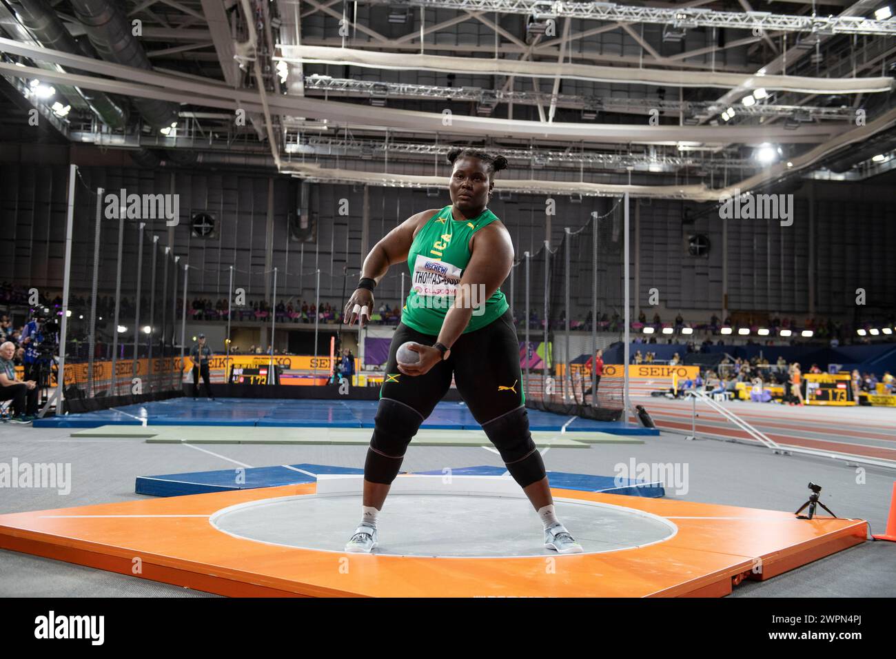 Danniel Thomas-Dodd of Jamaica competing in the women’s shot put at the ...