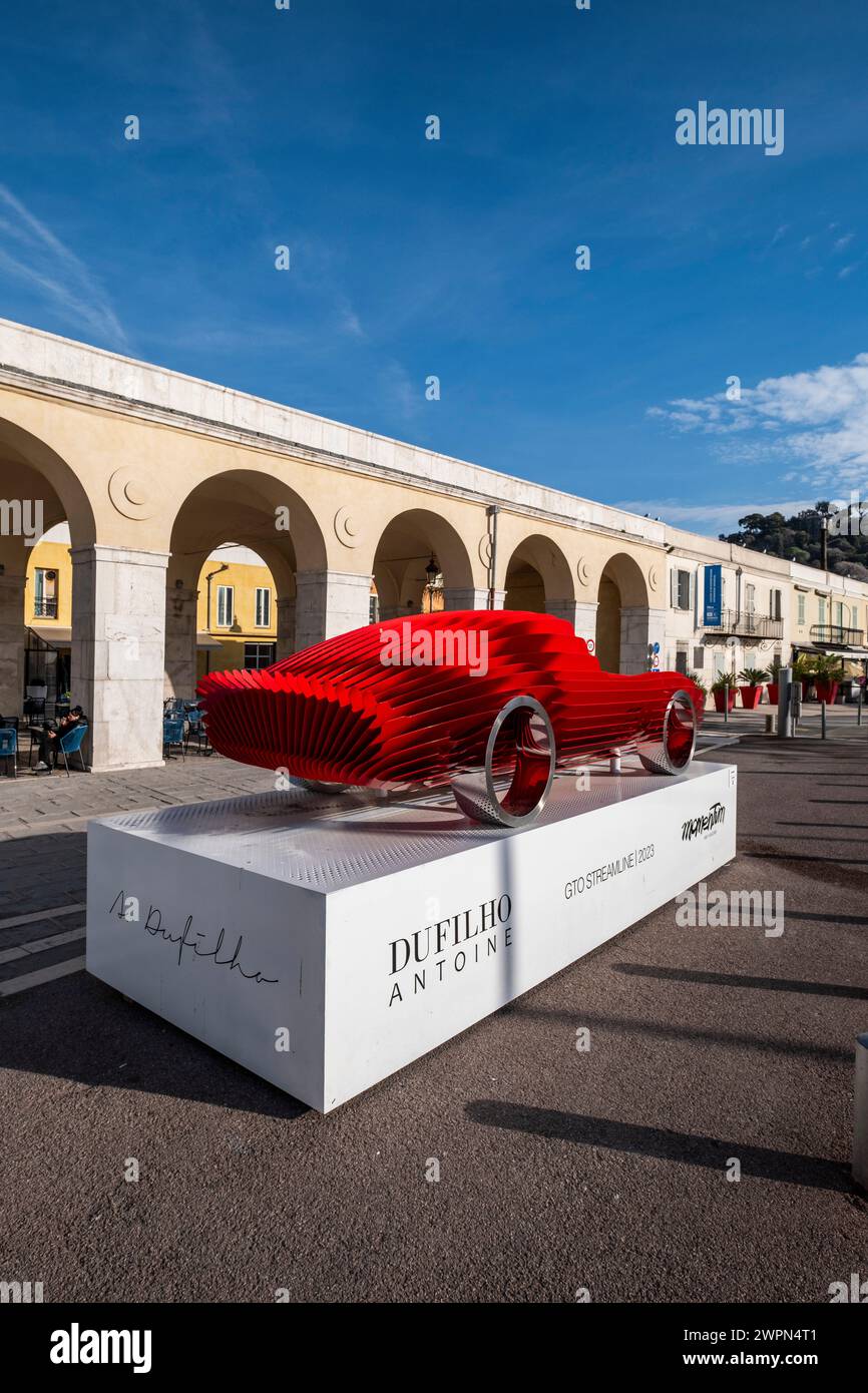 On the beach promenade of Nice, Nice in winter, South of France, Cote d ...