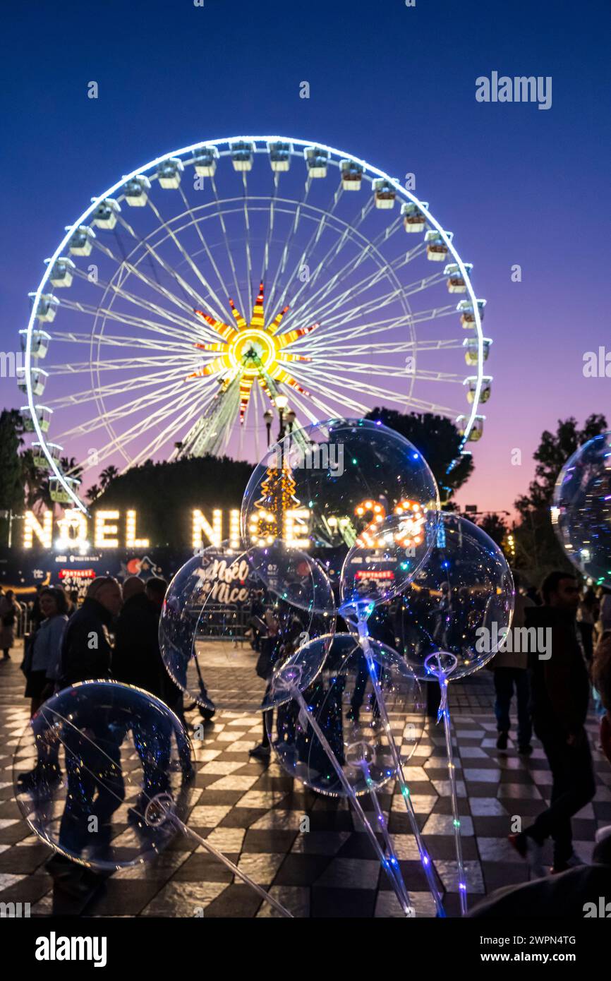 Christmas market and evening atmosphere in Nice, Nice in winter, South ...