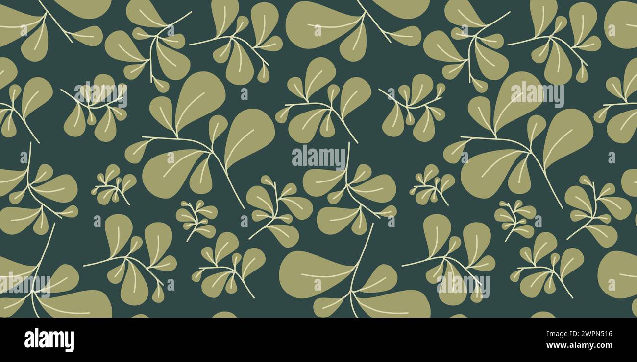 Vintage Floral seamless Pattern. Vector Botany Background with Leaves ...