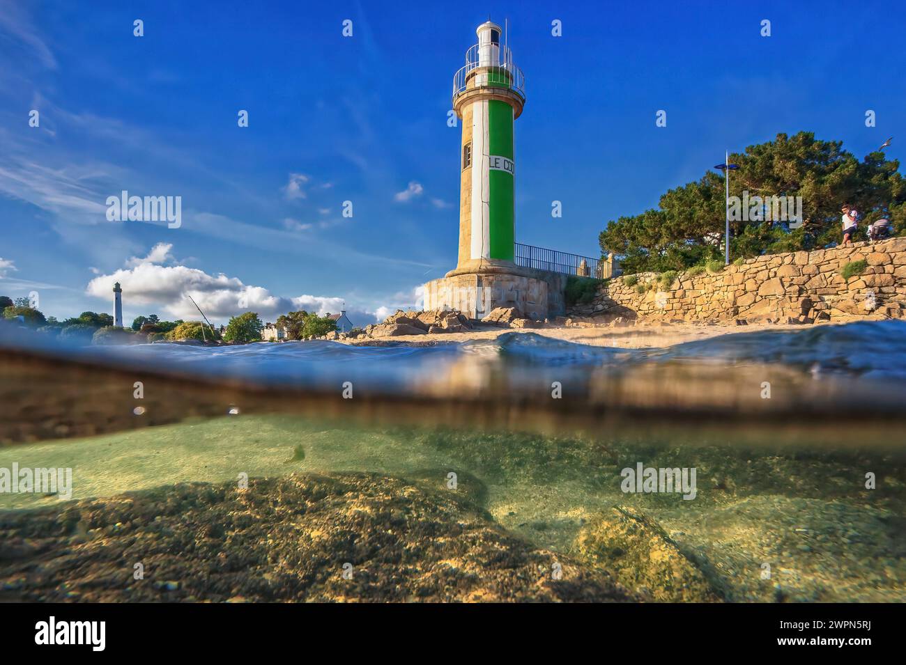 Split photo of the lighthouse Le Coq, Benodet, Bretagne Stock Photo - Alamy
