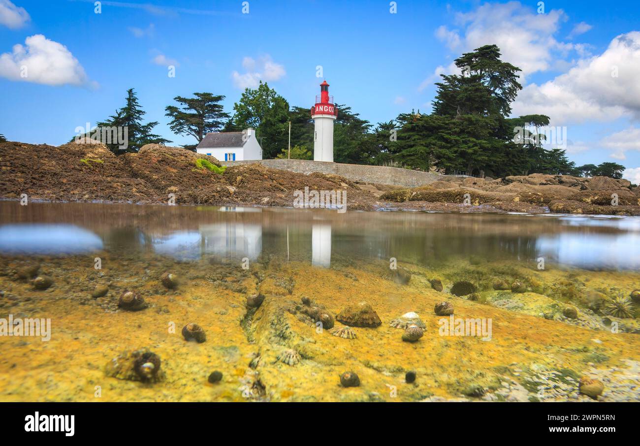 lighthouse, Langoz, split photo, tidal basin, Finistere Stock Photo - Alamy