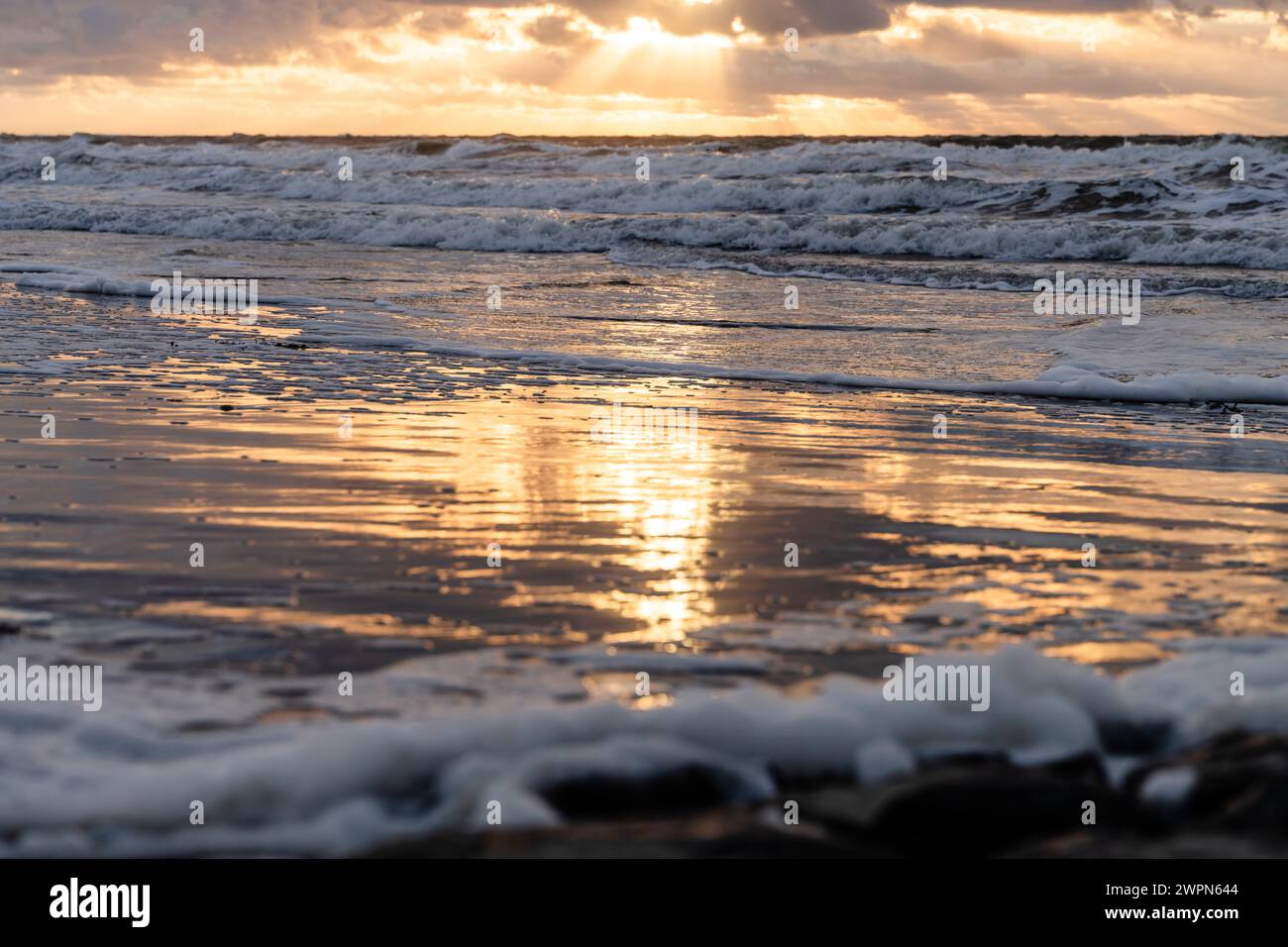 Sunset on the west beach on norderney hi-res stock photography and ...