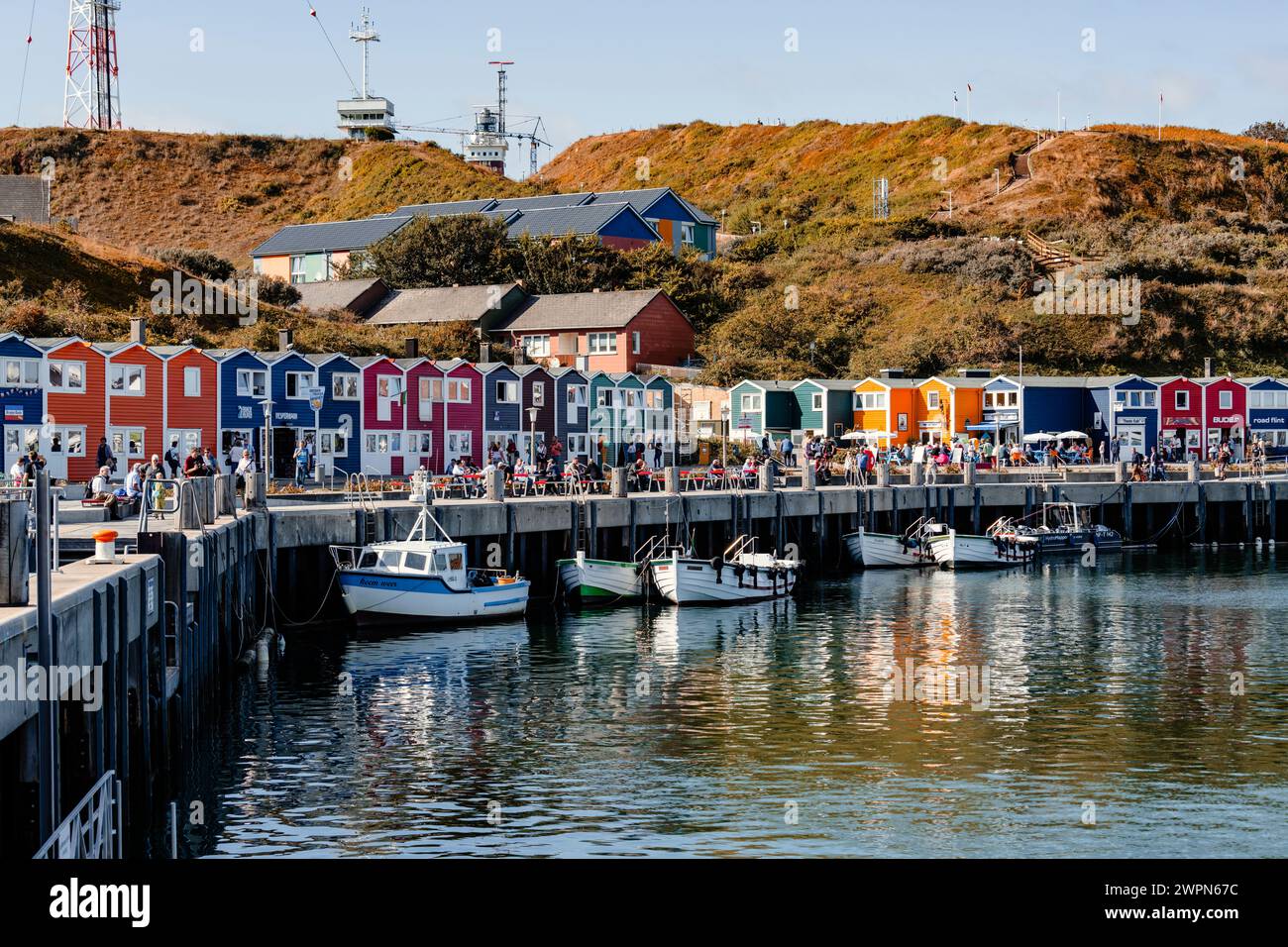 Colorful lobster shacks on the offshore island of Helgoland in the ...