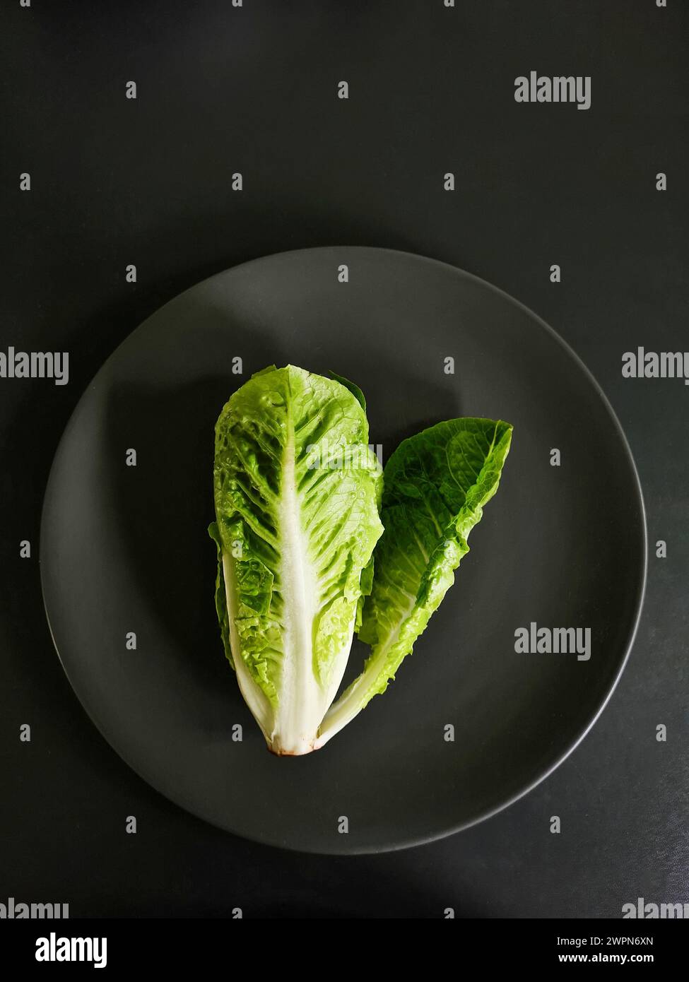 Lettuce heart, small romaine lettuce, whole green lettuce leaves on a ...