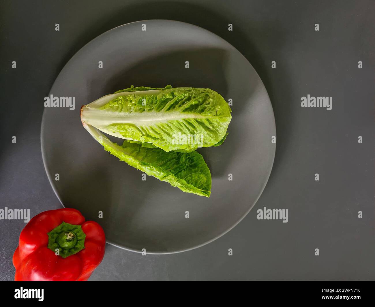 Lettuce heart, small romaine lettuce, whole green lettuce leaves on a ...