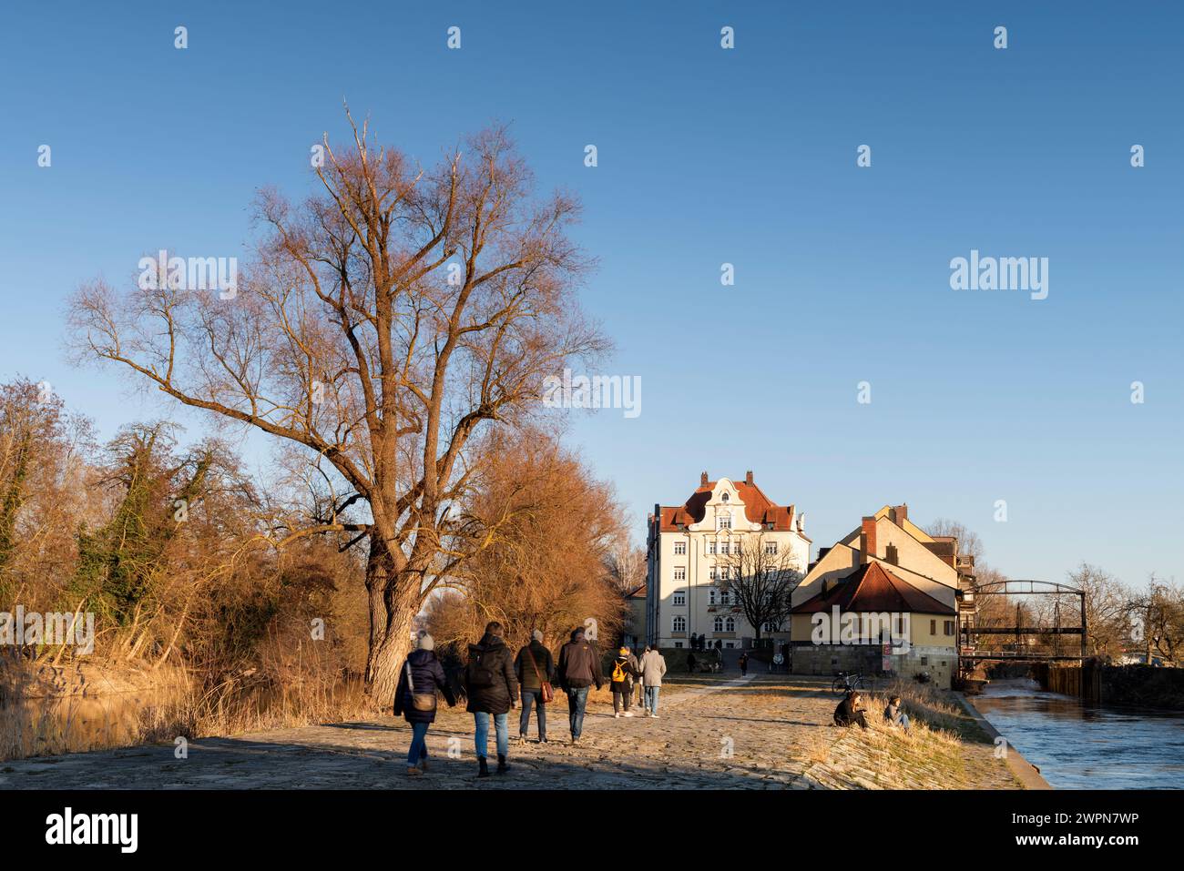 Cycle path in regensburg on danube river hi-res stock photography and ...