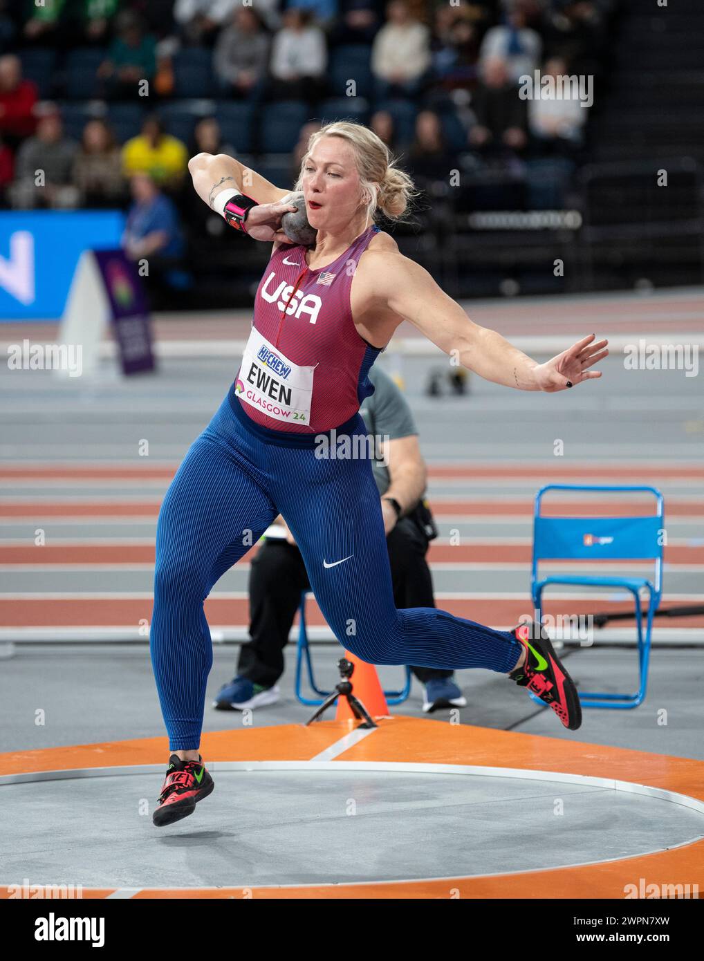 Maggie Ewen of the USA competing in the women’s shot put at the World ...