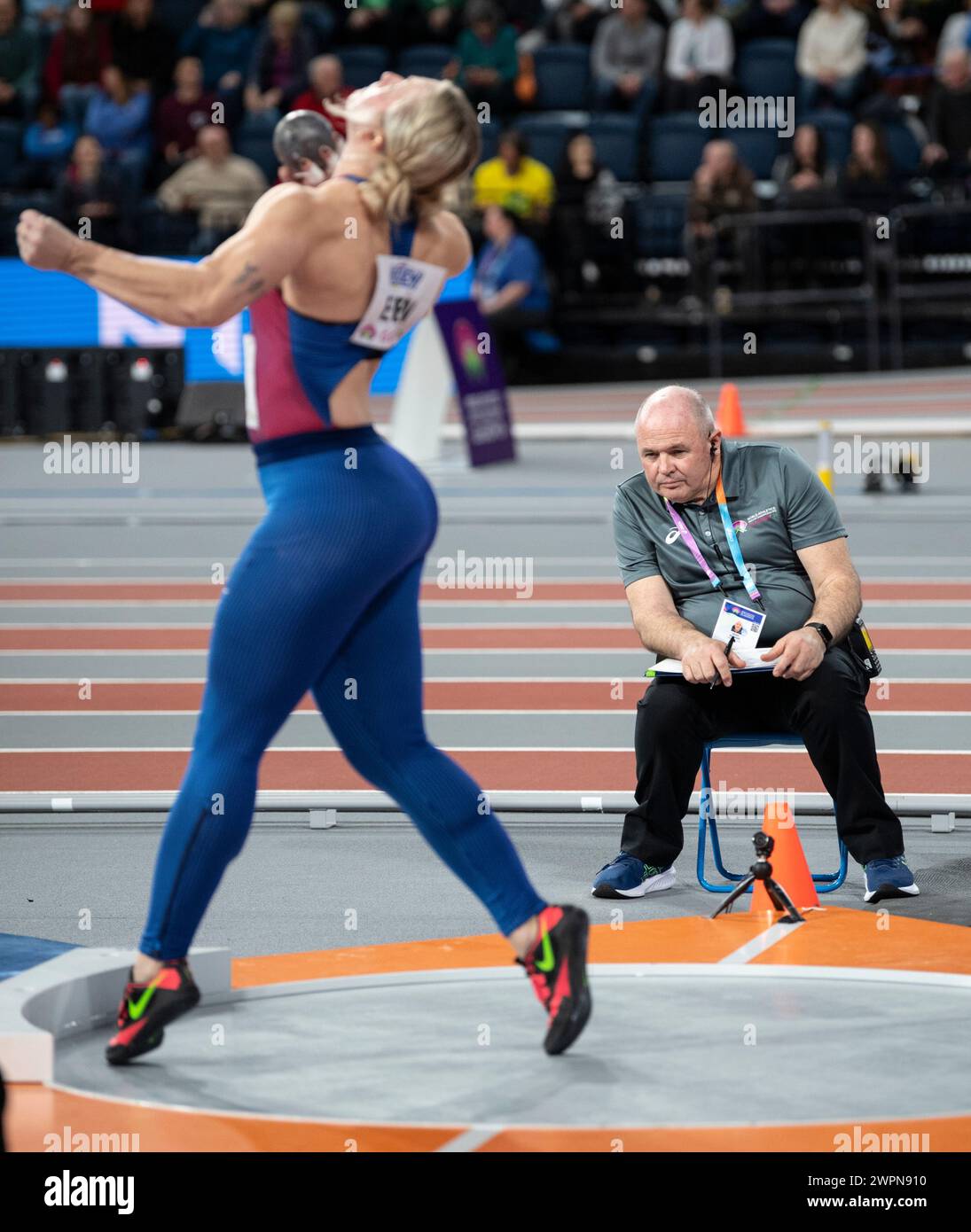 Maggie Ewen of the USA competing in the women’s shot put at the World ...