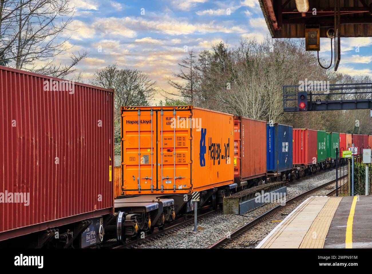 Train rail railway engine loco locomotive containers wagons freight hi ...