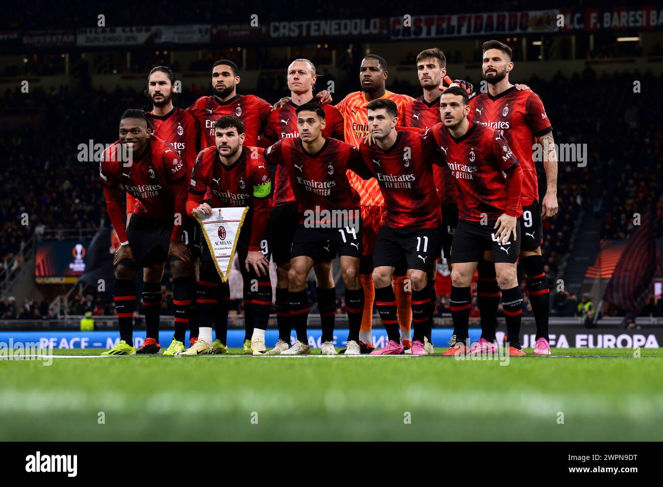 Milan, Italy. 7 March 2024. Plauyers of AC Milan pose for a team photo ...