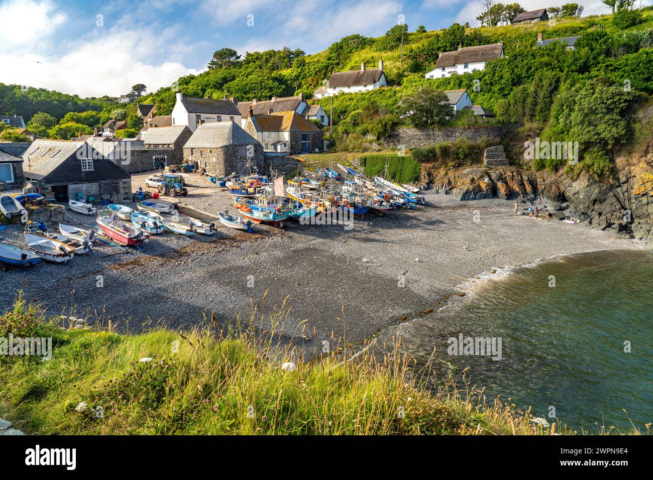 Fishing boats on the beach at Cadgwith, Cornwall, England, Great ...