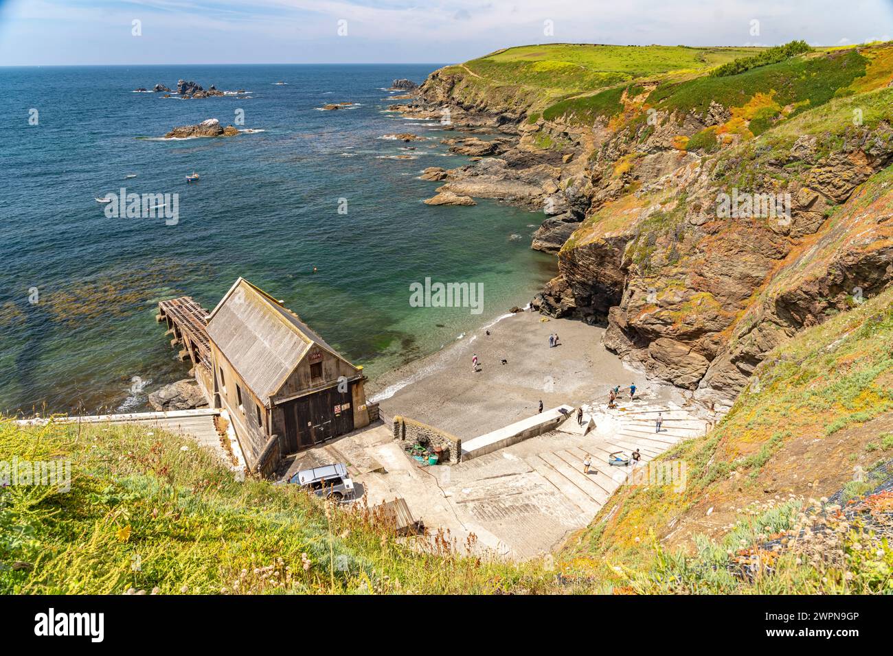Polpeor Cove with former lifeboat station, Lizard Point, Cornwall ...