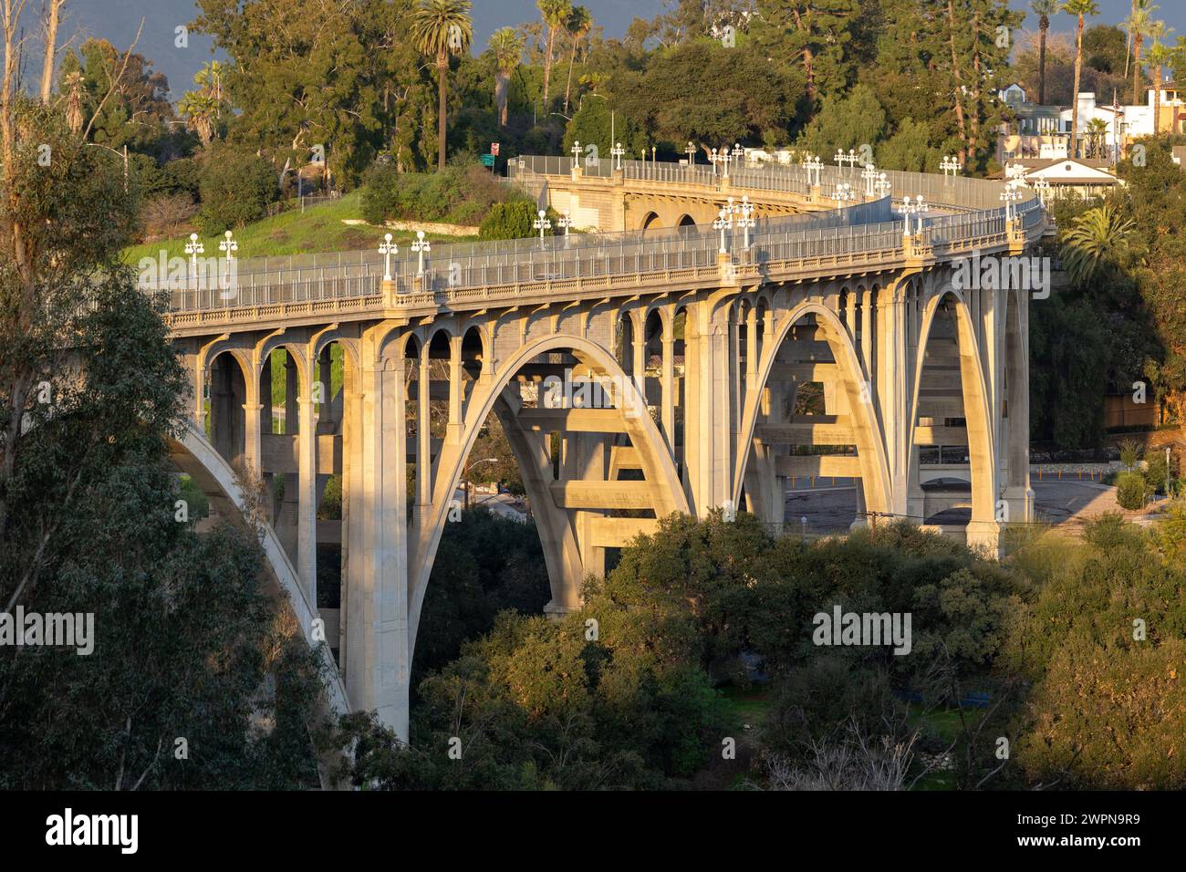 Colorado Street Bridge in Pasadena at golden hour Stock Photo - Alamy