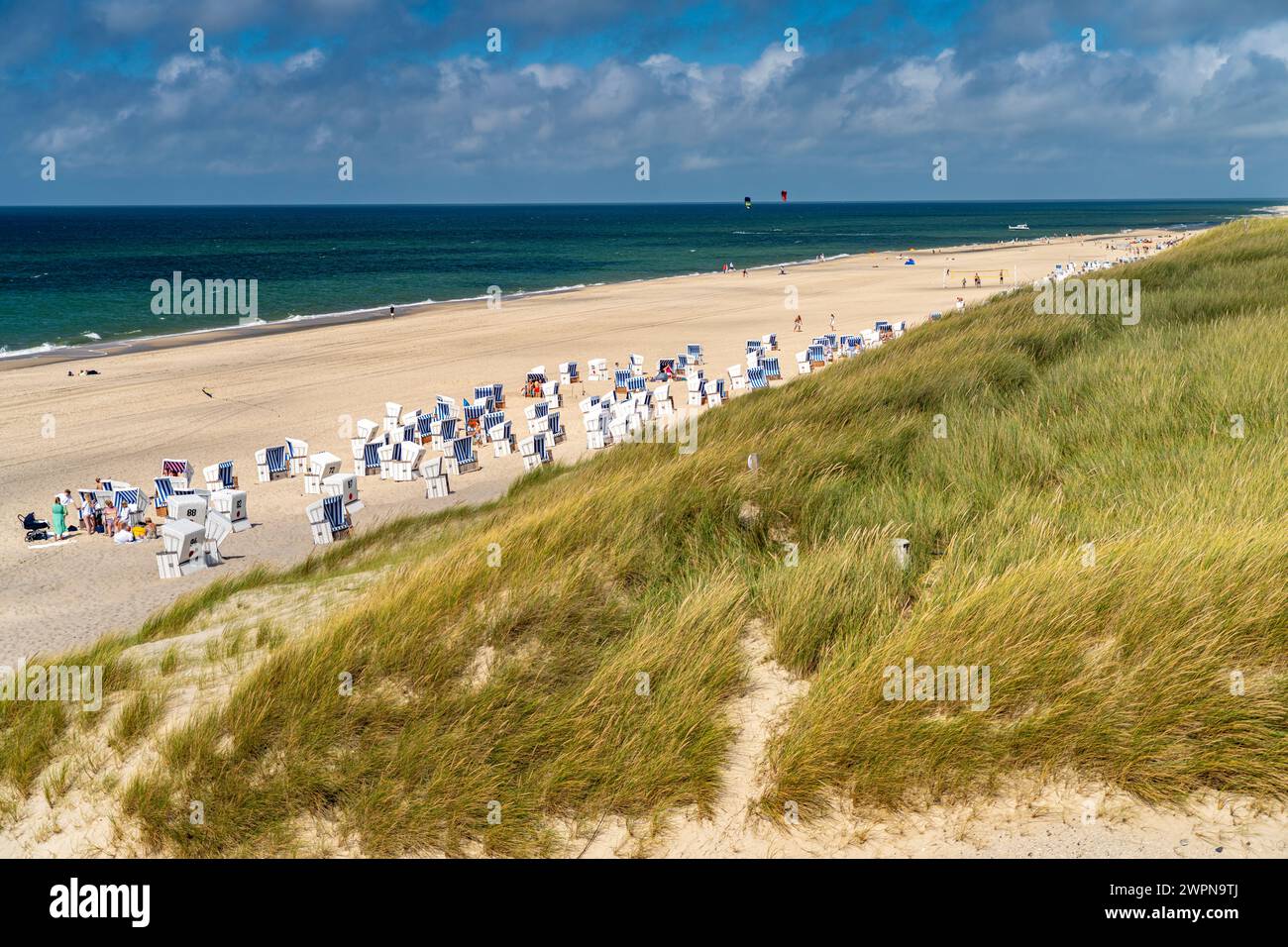 Beach chairs on the beach at Kampen, Sylt Island, North Friesland ...