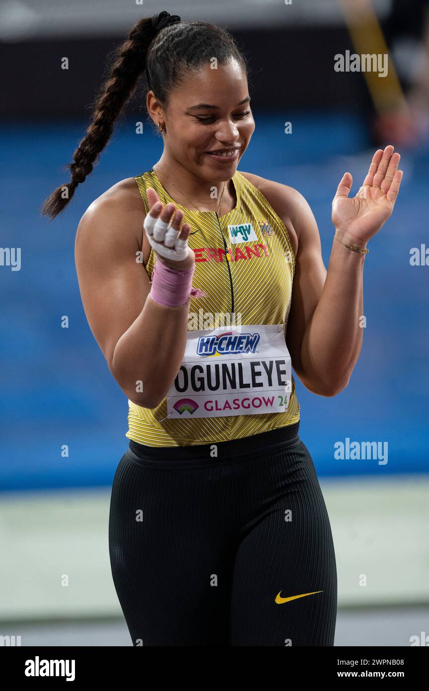 Yemisi Ogunleye of Germany competing in the women’s shot put at the ...