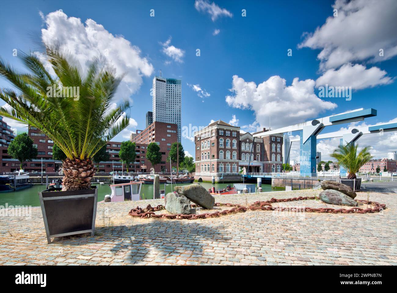 Marina, harbor, boats, Entrepot harbor, Kop van zuid, house facade ...