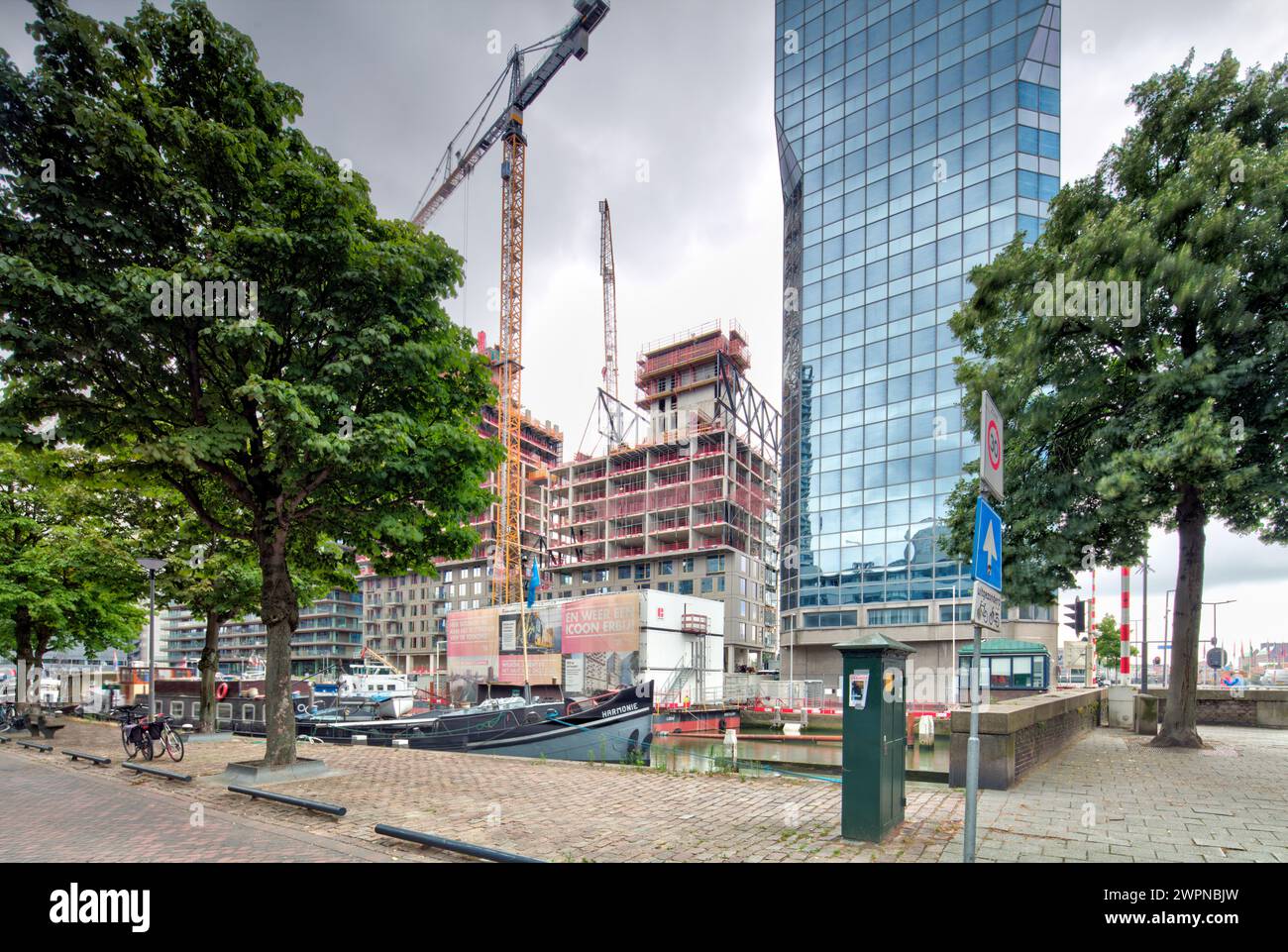 urban renewal, Scheepmakershaven, construction site, building facade ...
